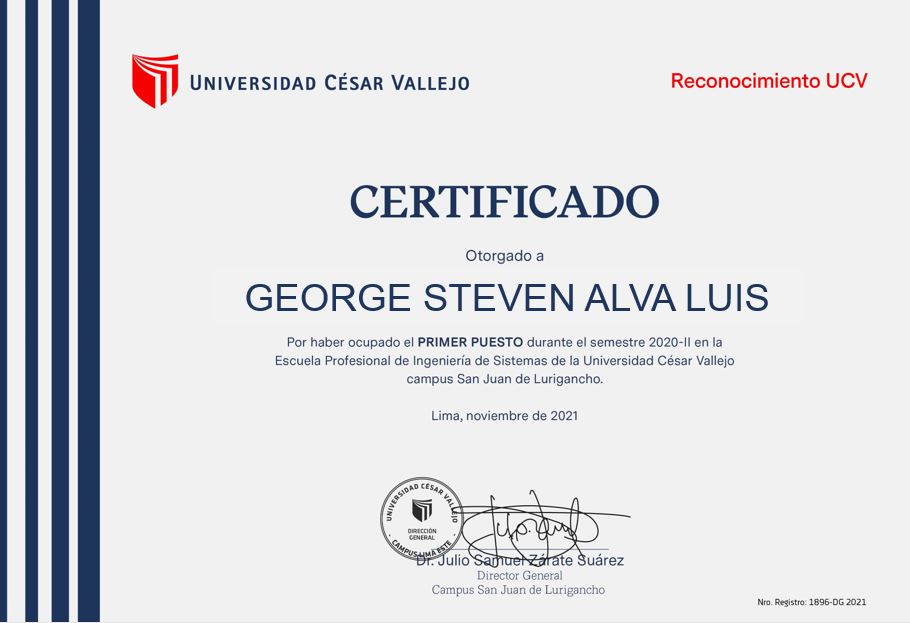 Certificados obtenidos | George Alva